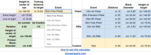 Rifle & Pistol Target Height & Size Calculator