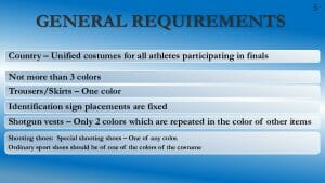 Proposals for ISSF Pistol Dress Code Concept